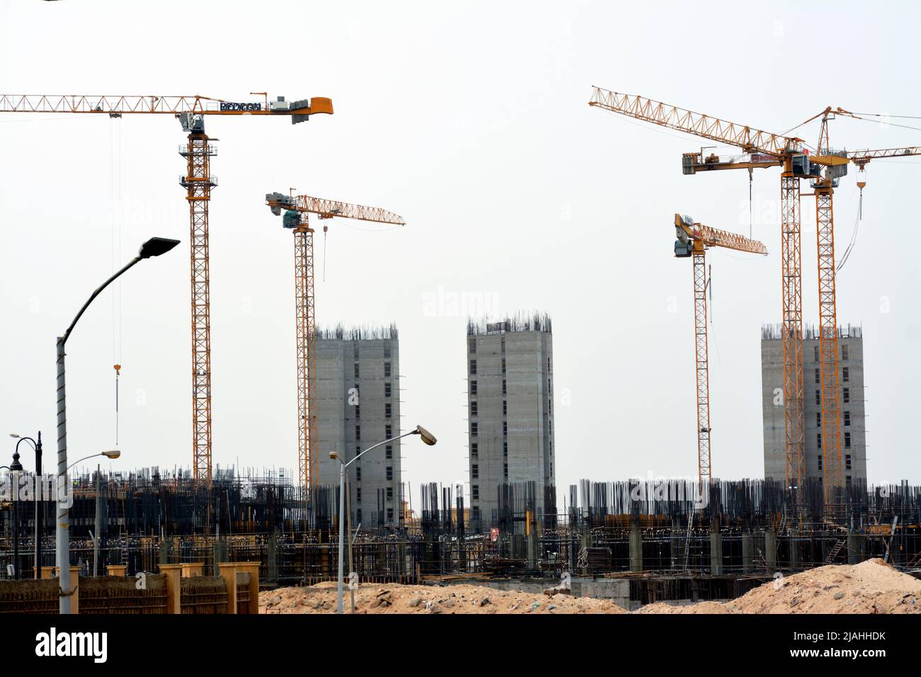 Construction site of new buildings in Egypt, Zed city Sheikh Zayed city ...