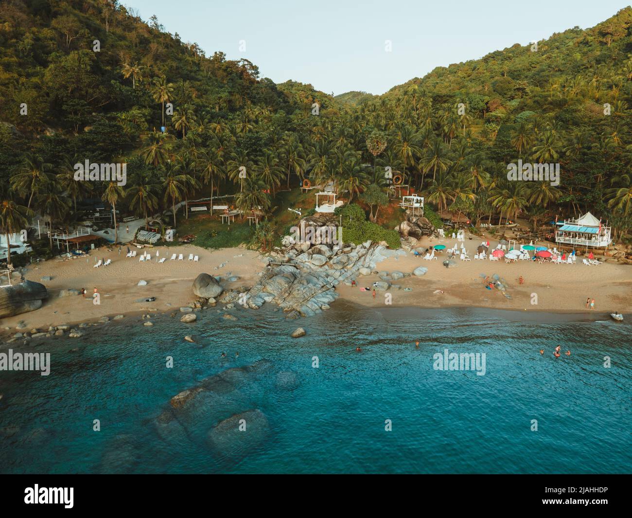 Aerial view of Nui Beach in Phuket, Thailand, Southeast Asia Stock ...