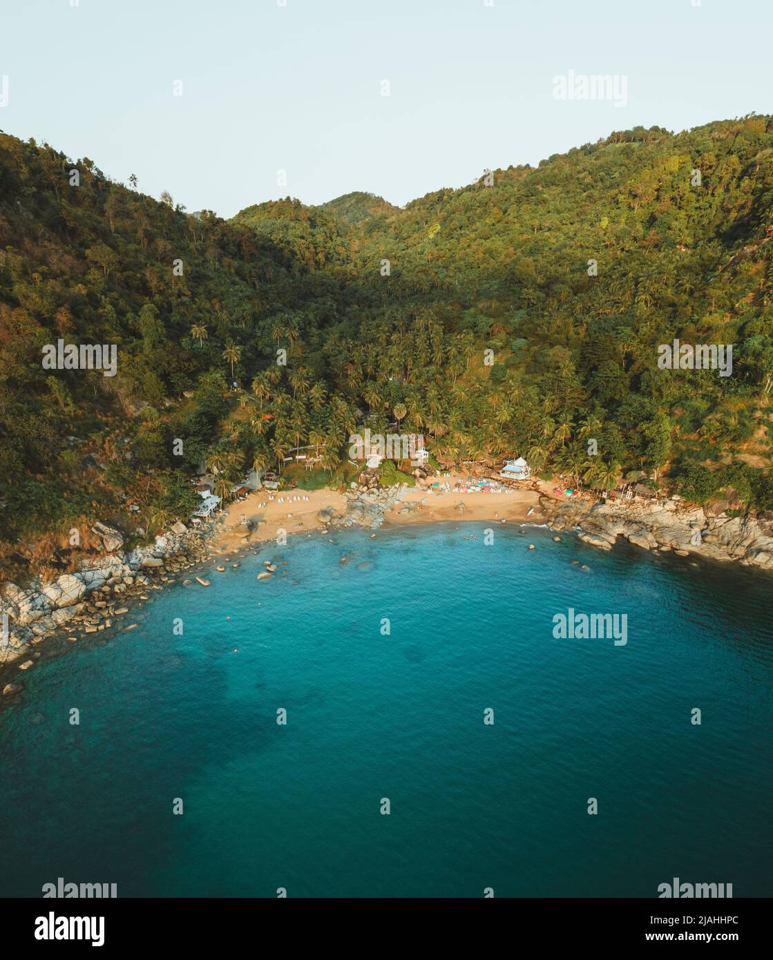 Aerial view of Nui beach in Phuket, Thailand, Southeast Asia Stock ...