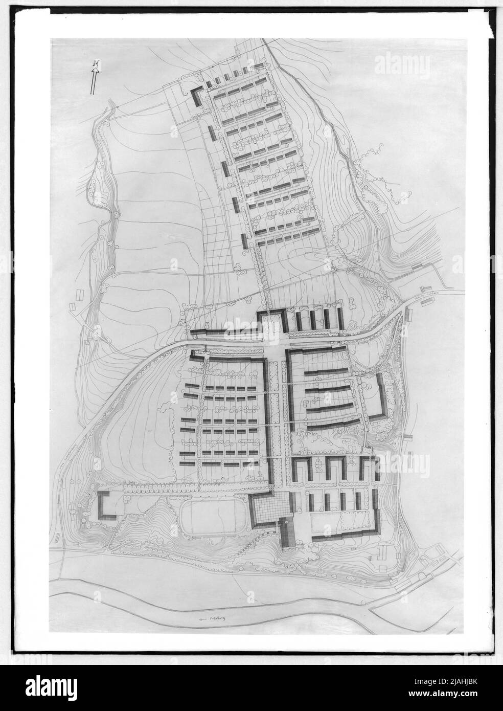 Structural plan of a planned settlement in Kapfenberg (Stmk Stock Photo ...