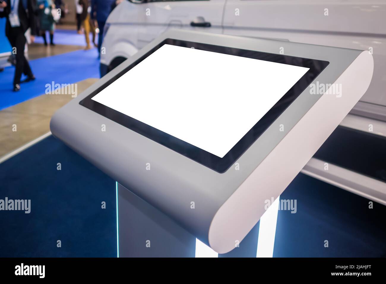 Electronic multimedia tablet kiosk with blank white display at ...