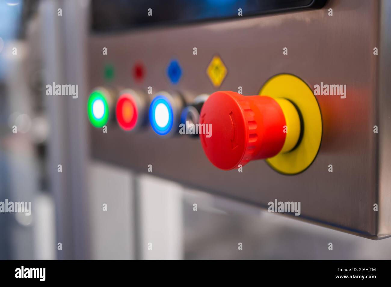 Machine control panel with push buttons and switches at factory Stock Photo - Alamy