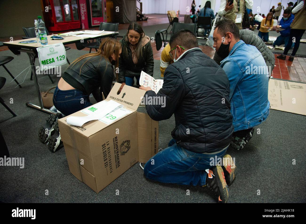 Electoral jury members count votes after elections rally ended during ...