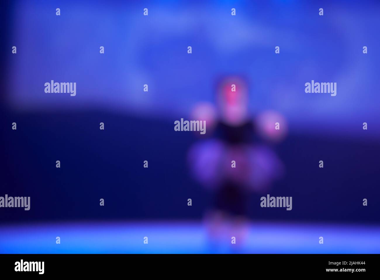 The silhouette of one girl on the blurry background of the scene ...