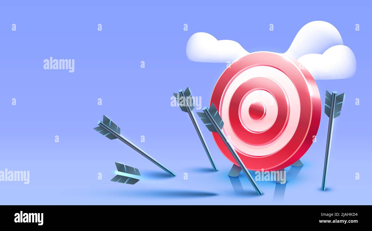 Target landing page, banner business 3d icon. Vector illustration Stock ...