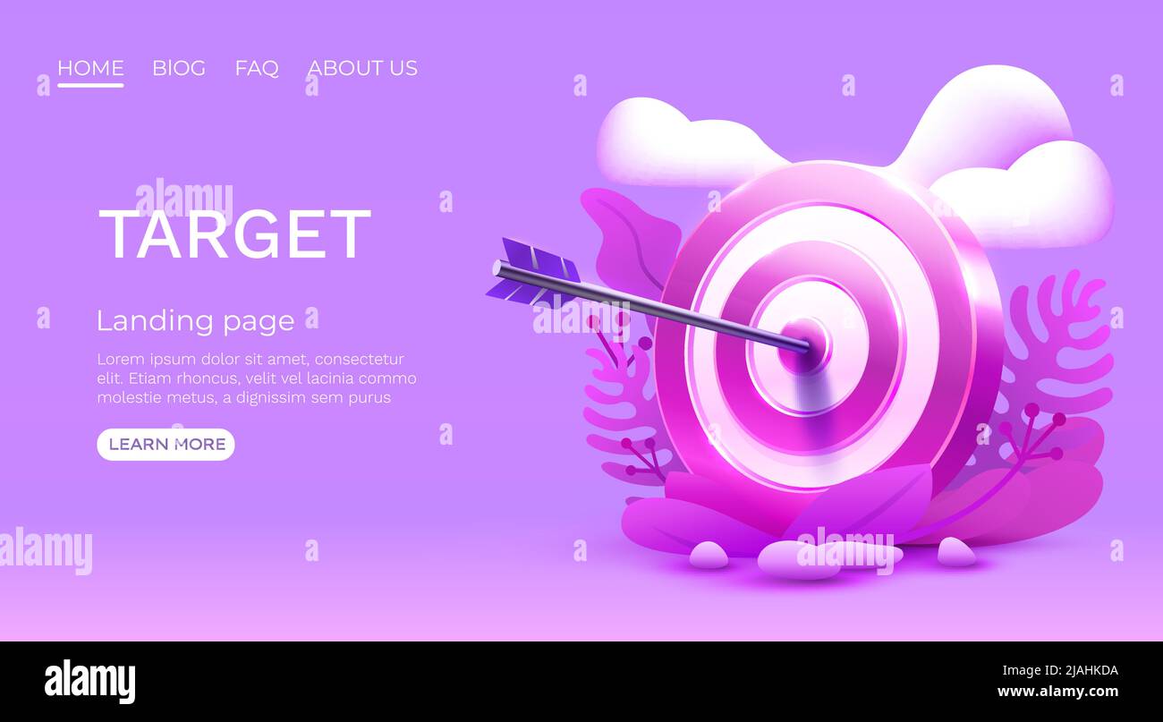 Target landing page, banner business 3d icon. Vector illustration Stock ...