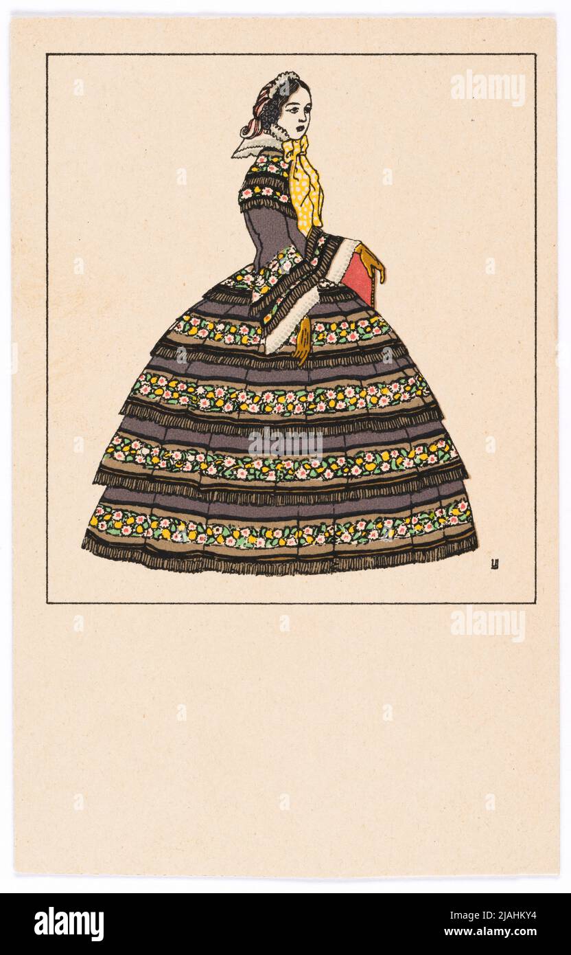 Postcard of the Wiener Werkstätte No. 126: Biedermeiermode. Urban Janke ...