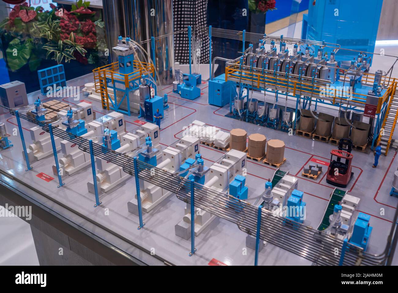 3D architectural model of plastic production plant or factory at ...