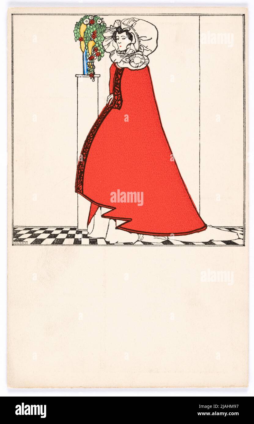 Postcard of the Wiener Werkstätte No. 232: fashion card. Josef (József ...