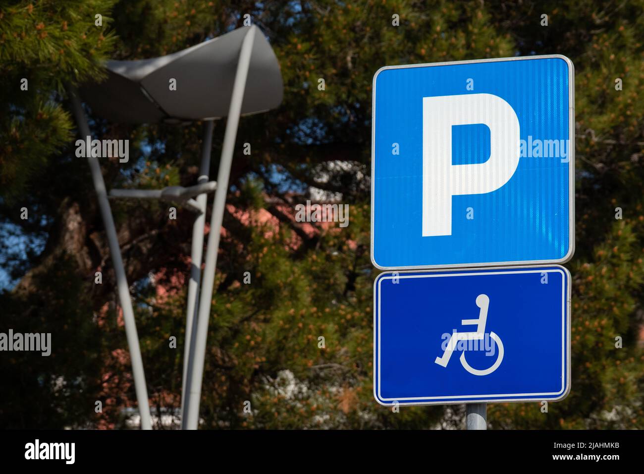 Parking spot for persons with disability with wheelchair sign Stock ...