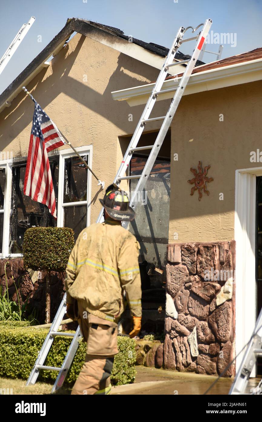 San Diego Fire-Rescue firefighters on scene at a residential structure ...