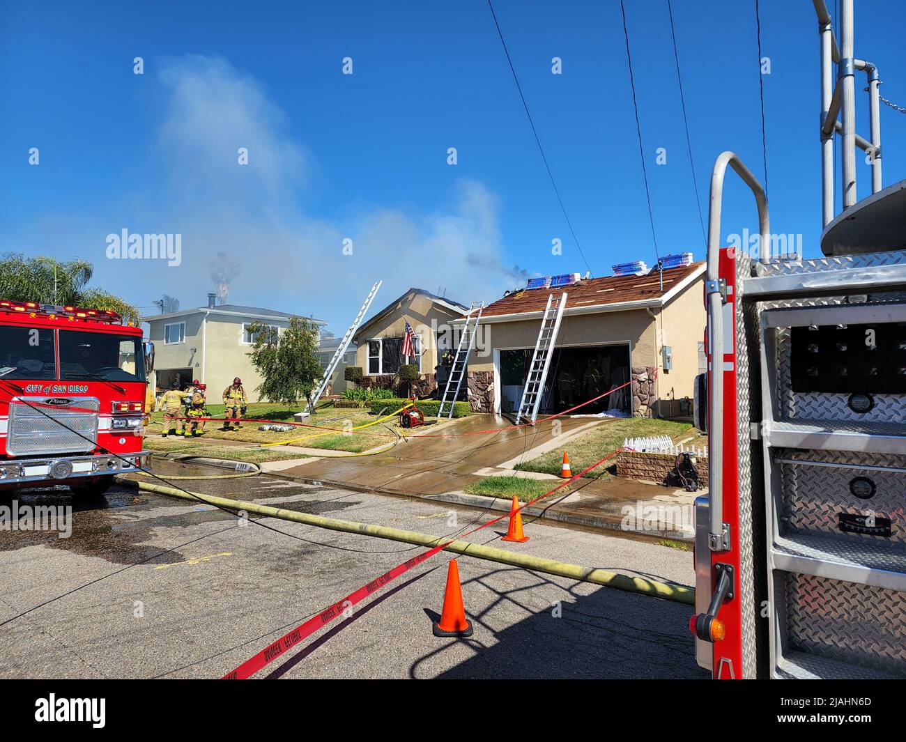 San Diego Fire-Rescue Engine 36'S District structure fire Stock Photo ...