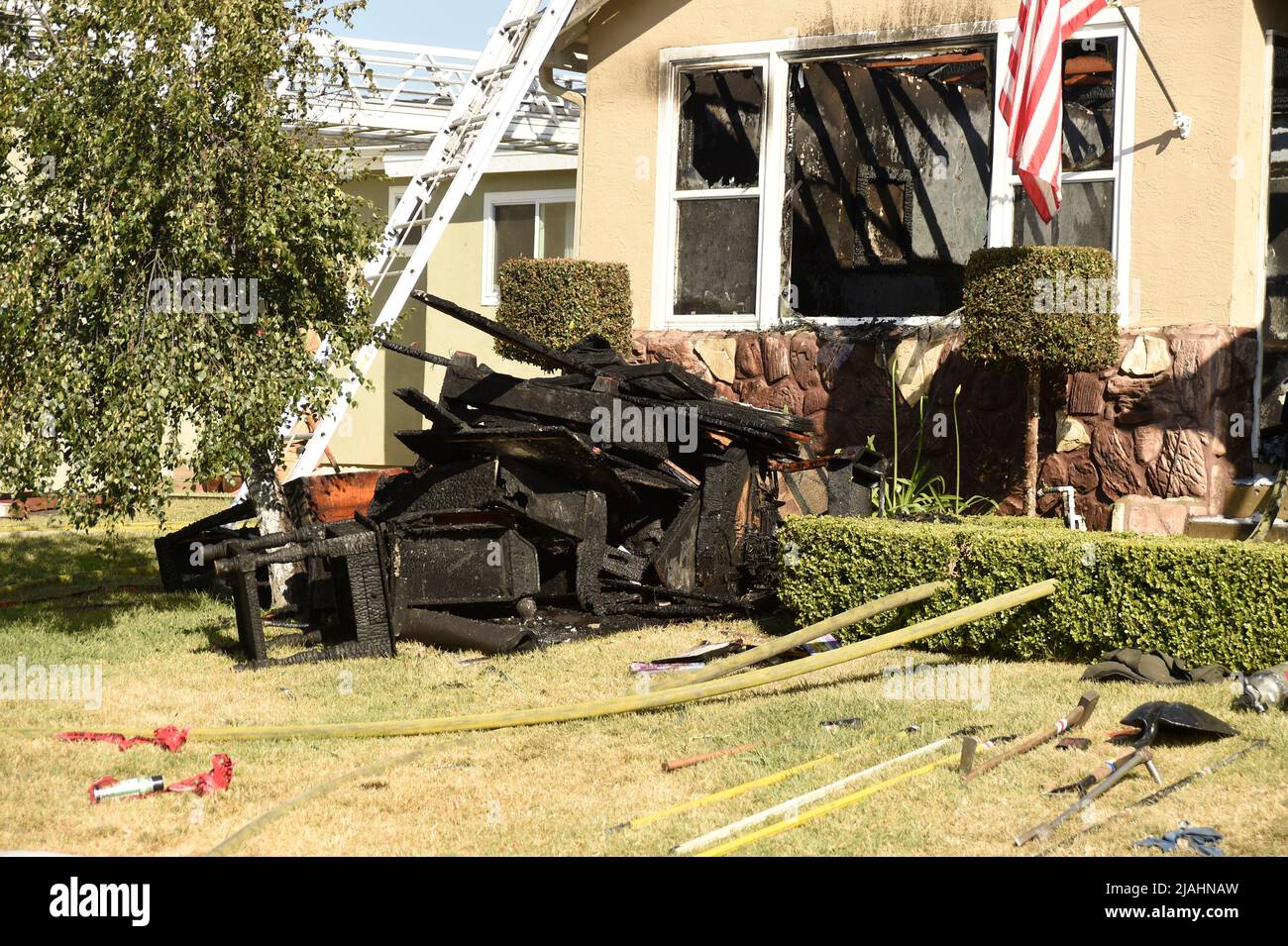 Destroyed interior property at a residential structure fire after ...