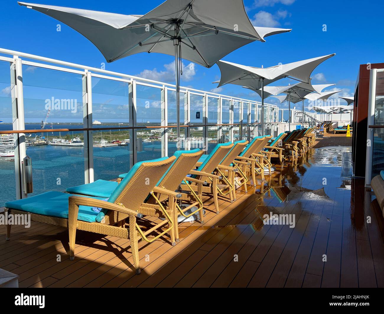 Orlando, FL USA-January 8, 2022: An outdoor sundeck on a cruise ship ...