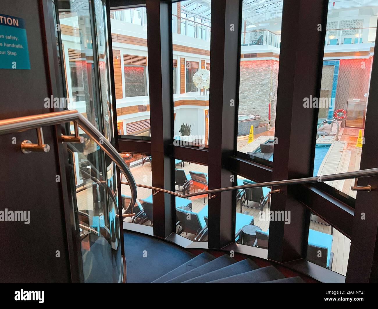 Orlando, FL USA-January 8, 2022: The Haven circular staircase going ...