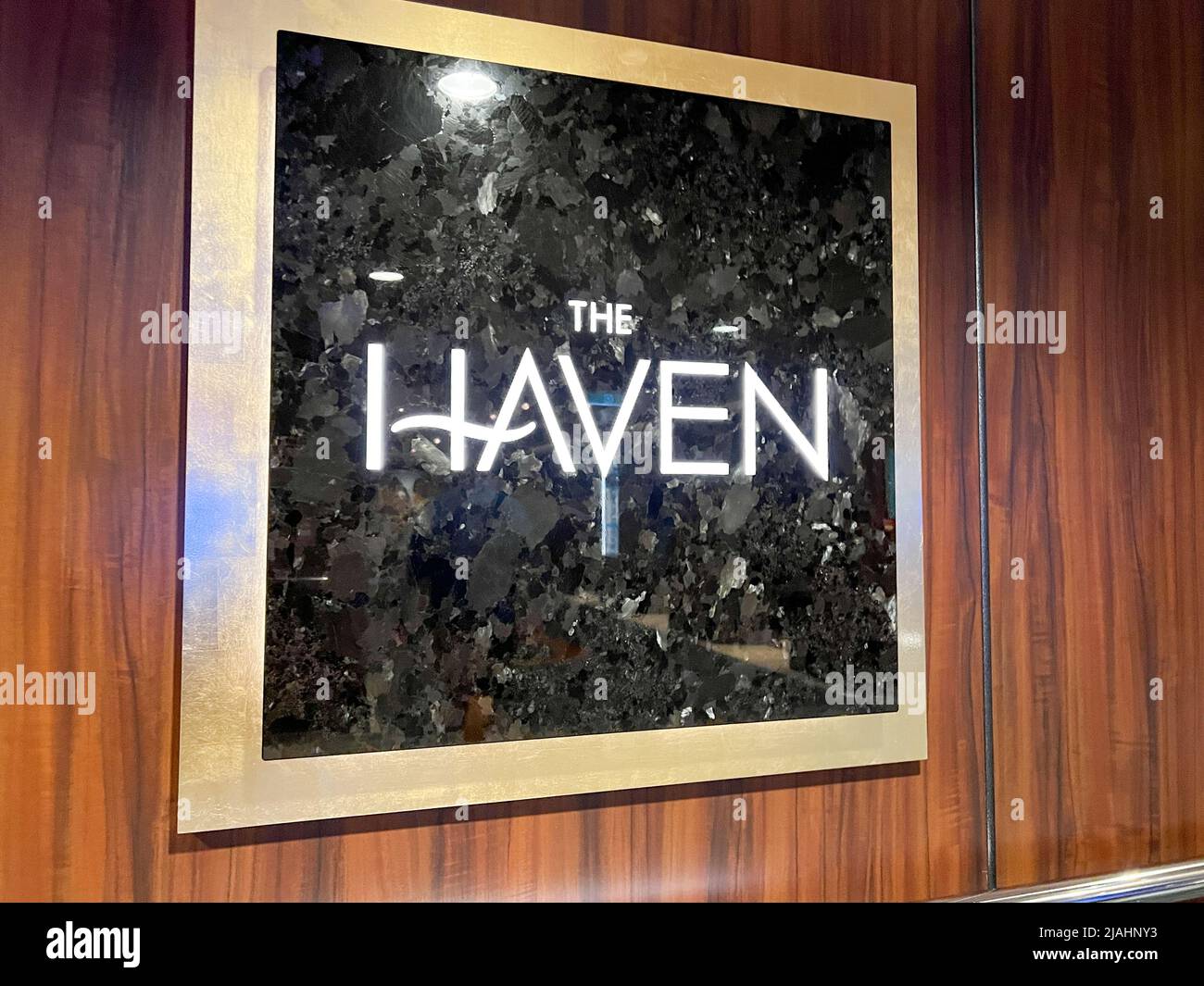 Orlando, FL USA-January 8, 2022: The Haven sign on the Norwegian Escape ...