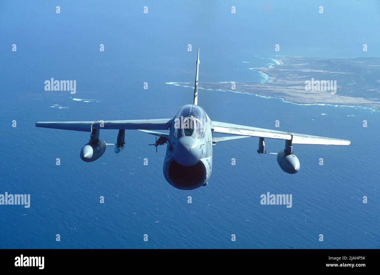 LTC TA7 Corsair II in flight over the Pacific ocean Stock Photo - Alamy