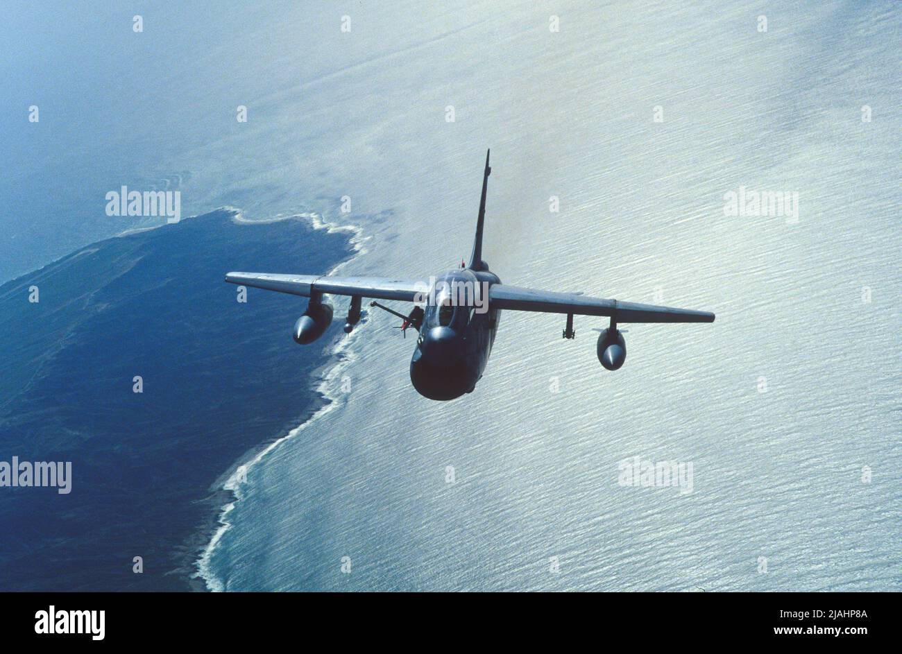 LTC TA7 Corsair II in flight over the Pacific ocean in the late ...