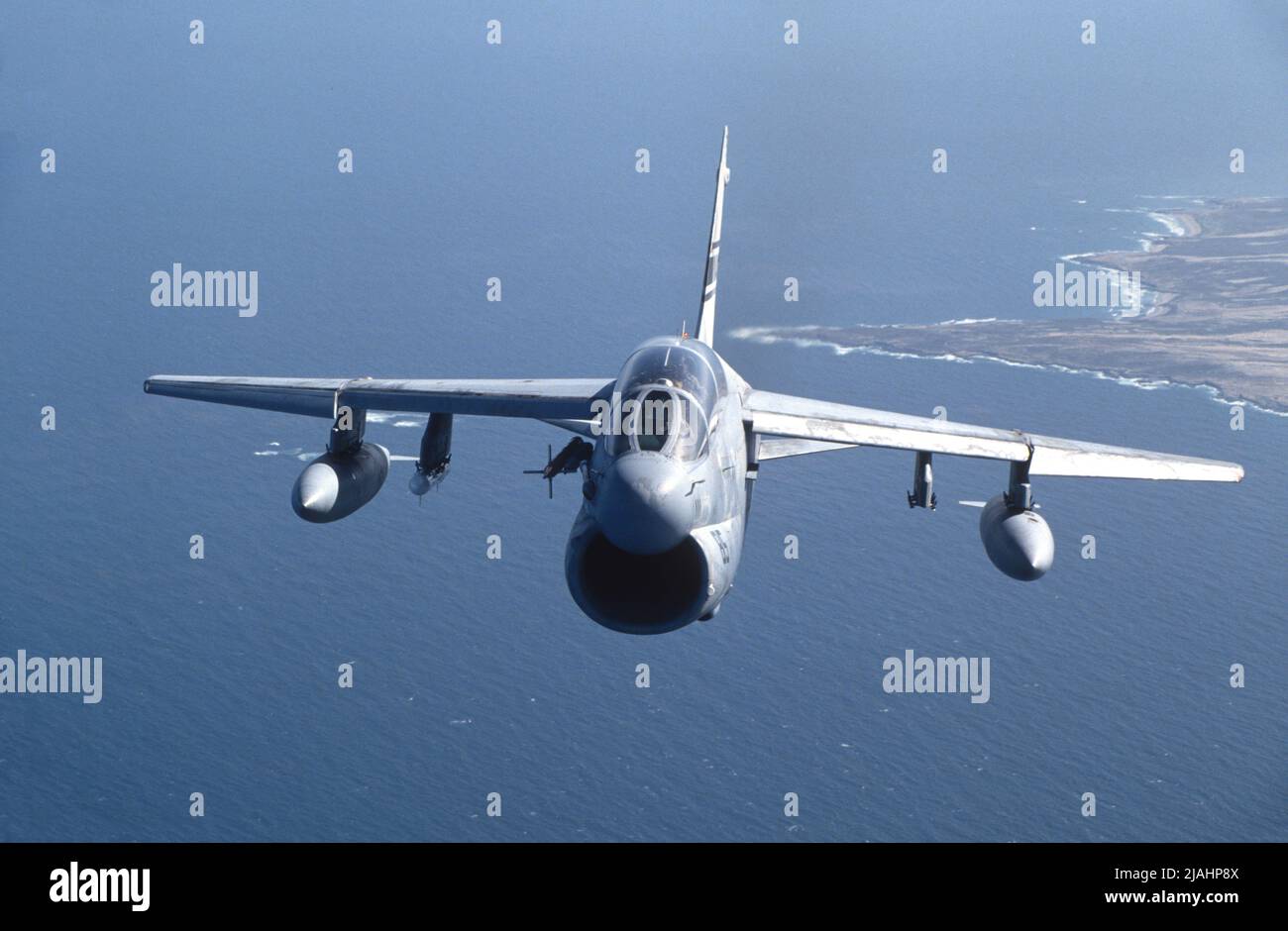LTC TA7 Corsair II in flight over the Pacific ocean Stock Photo - Alamy