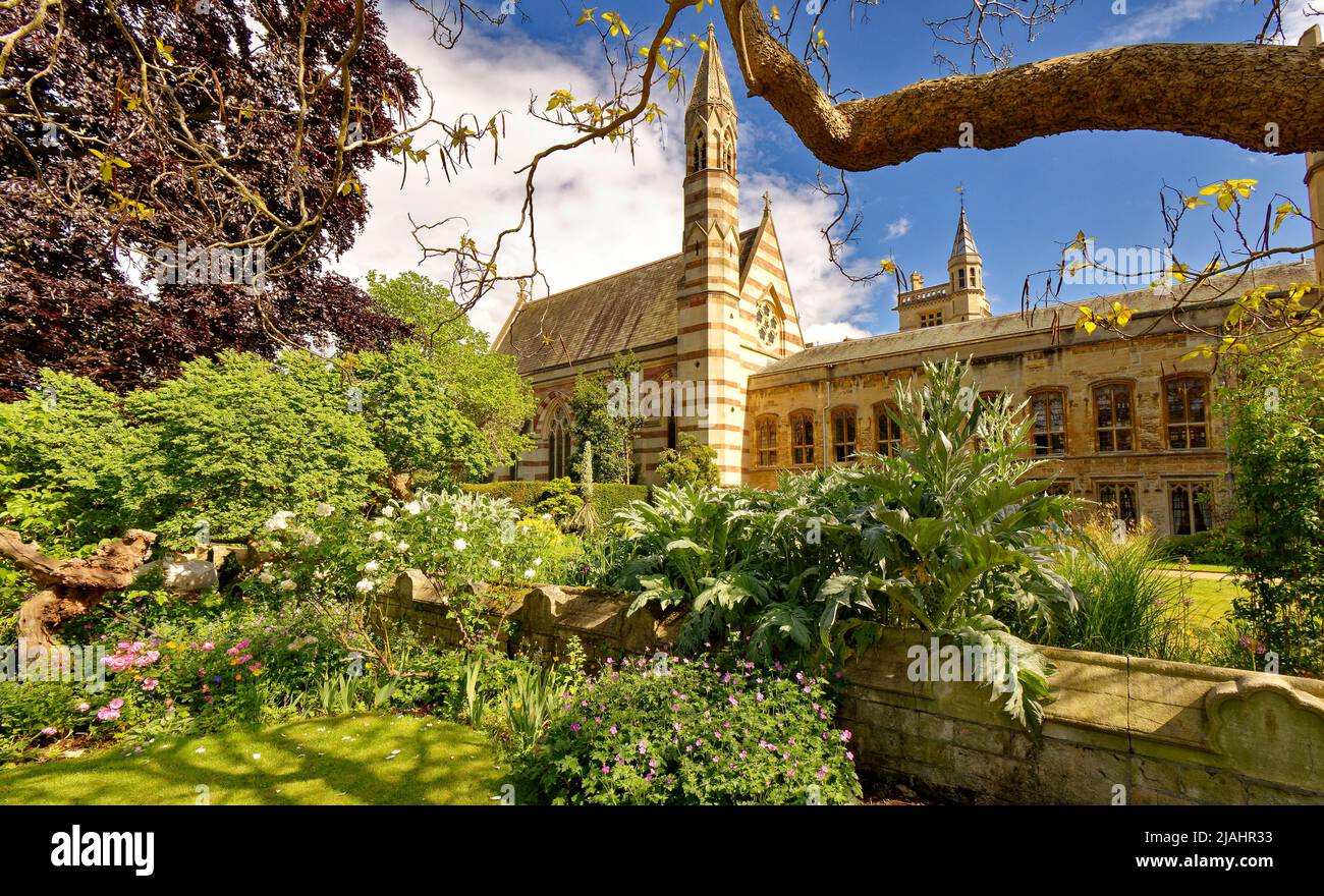 OXFORD CITY ENGLAND BALLIOL COLLEGE LOOKING ACROSS THE FELLOWS GARDEN ...