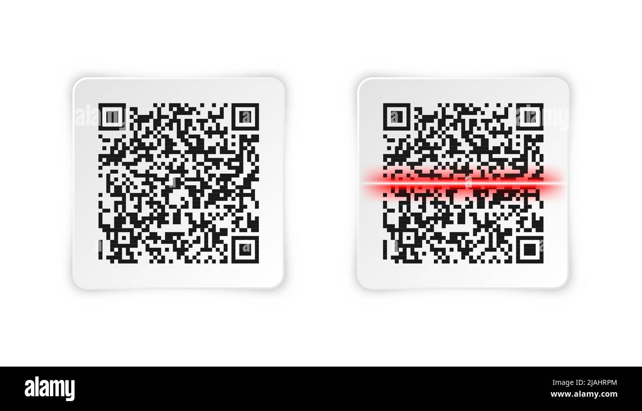 Realistic QR code sticker. Identification tracking code. Serial number ...