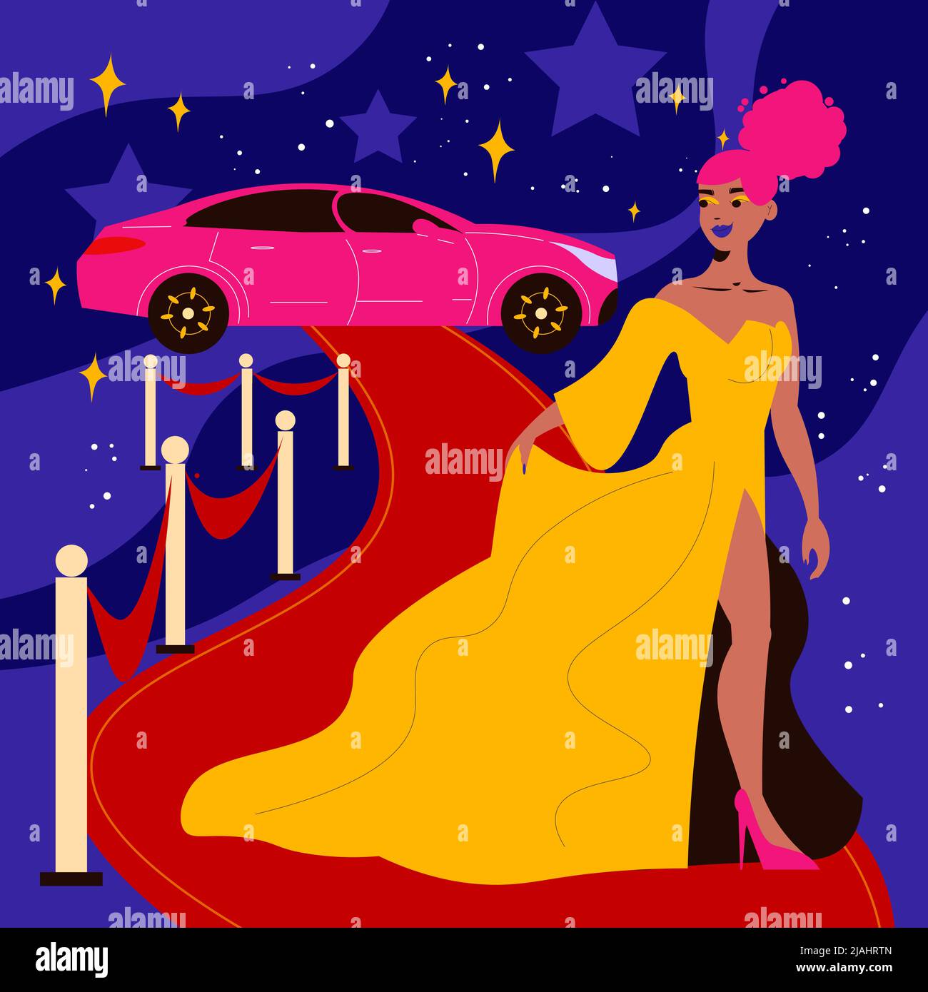 Celebrities and awards background with posing symbols flat vector ...