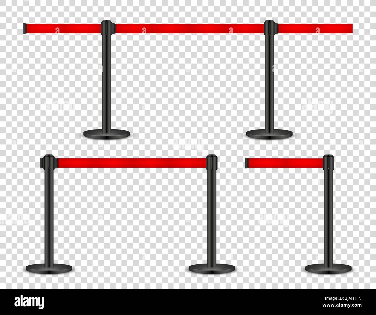 Realistic retractable belt stanchion on transparent background. Crowd ...