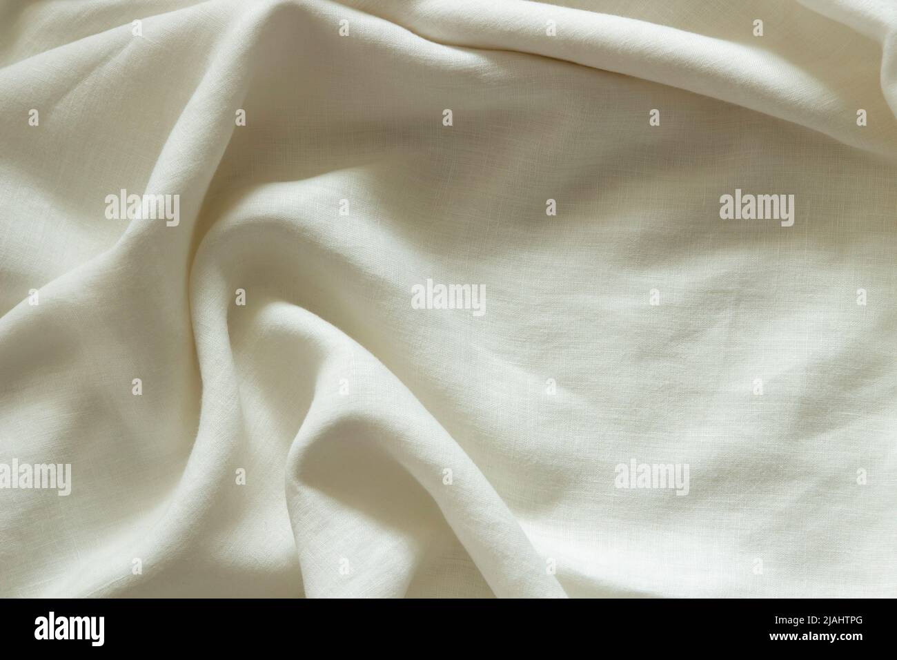 White crumpled linen fabric texture background. Natural linen organic ...