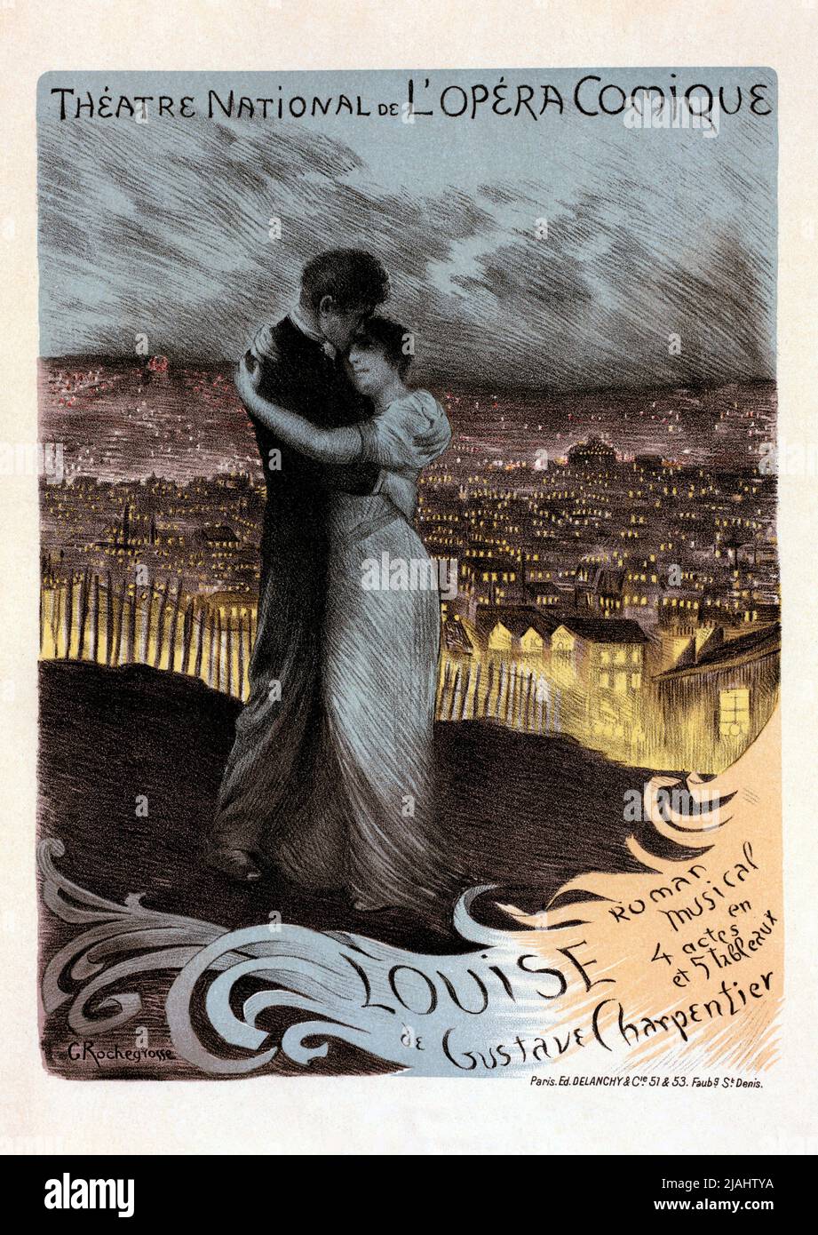 French vintage poster advertising the musical Louise by Gustave ...