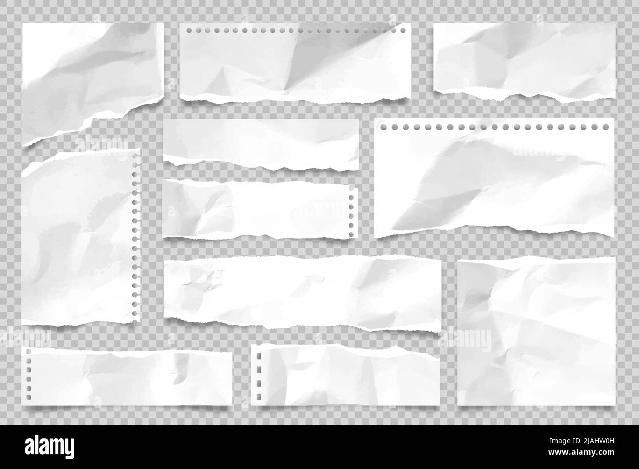 Ripped paper strips isolated on transparent background. Realistic ...