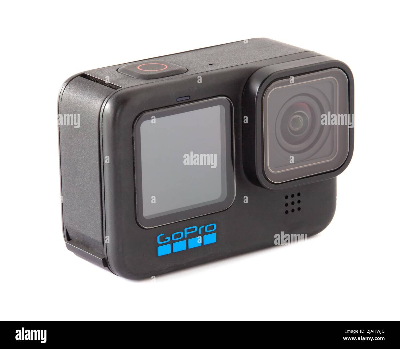 Gopro hero 10, action camera isolated on white background, front selfie ...