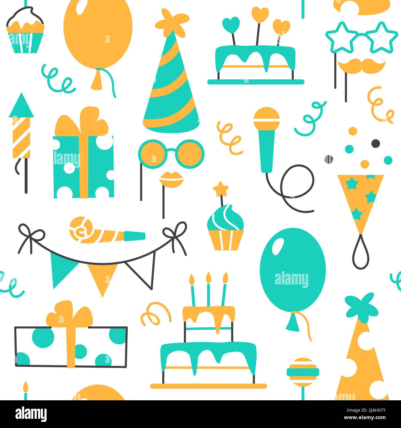 Birthday party seamless flat line pattern design Stock Vector Image ...