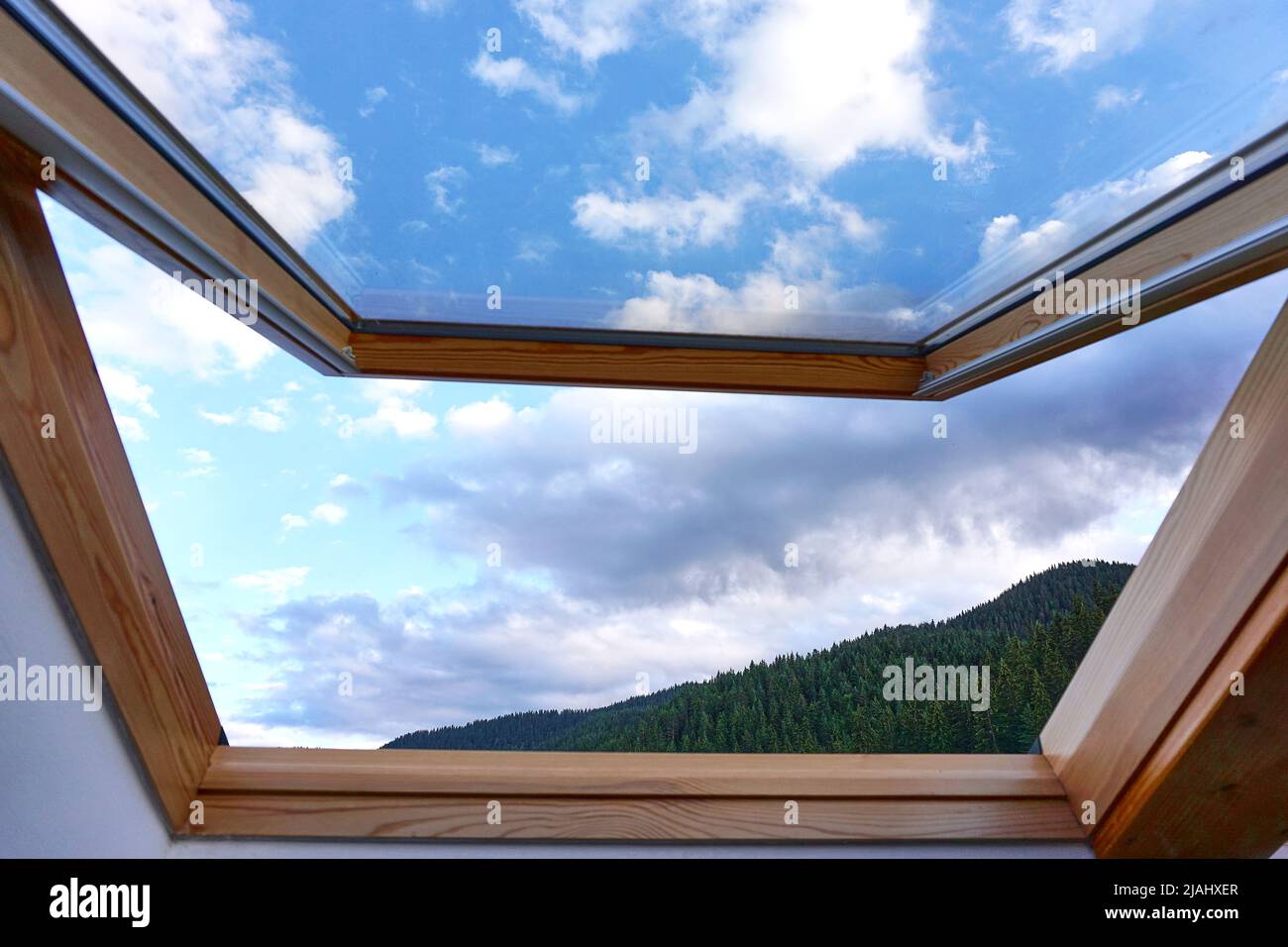 Roof skylight window in near plan Stock Photo - Alamy
