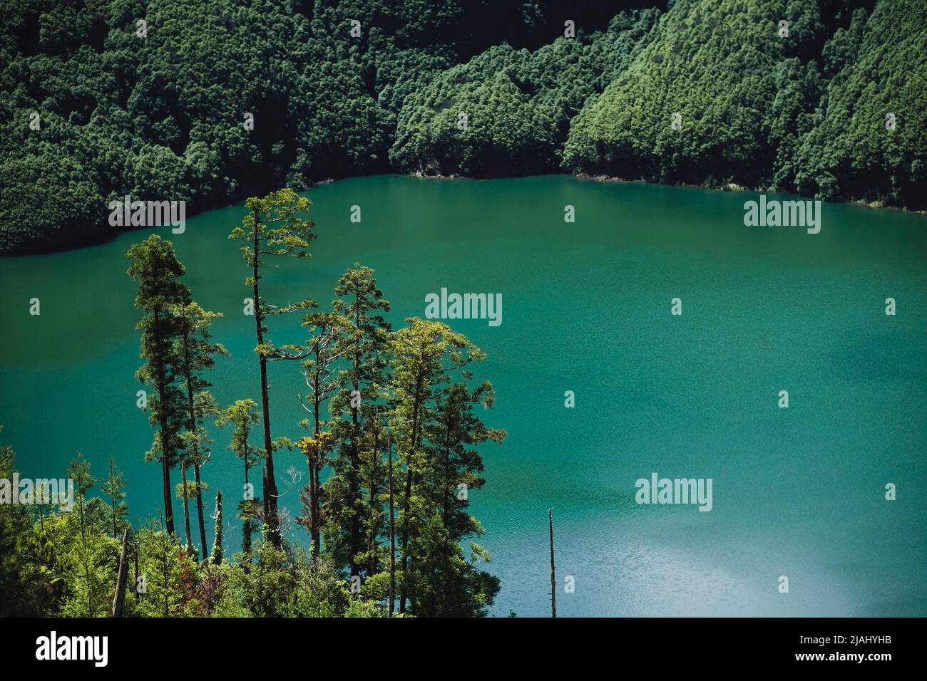 View of the lakes of Sete Cidades on Sao Miguel Island, Azores ...
