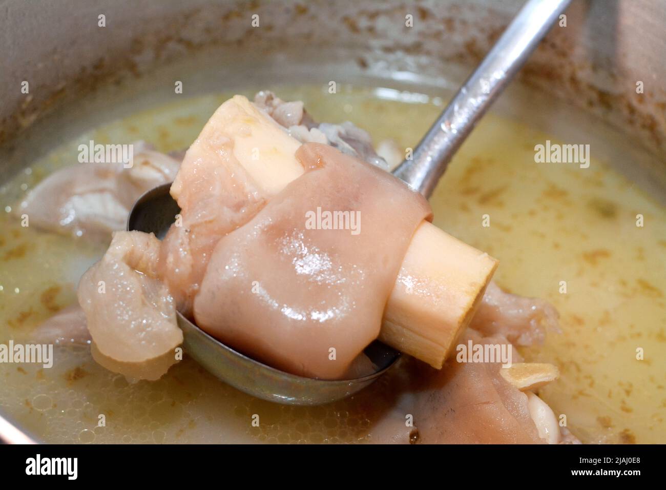 Selective focus of an Arabic Egyptian cuisine of kawareh soup ...