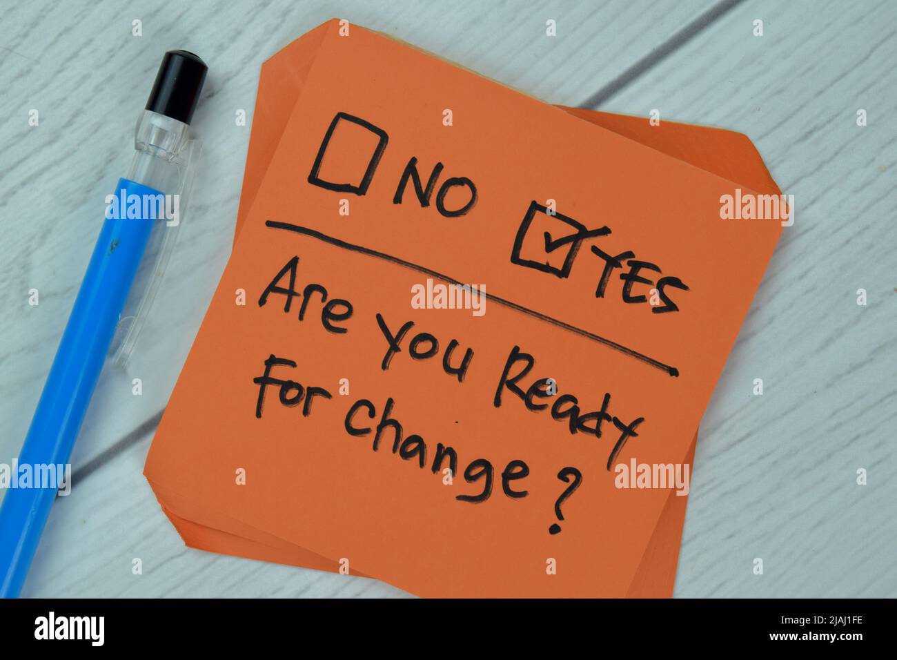 Concept of Are you Ready for Change? Yes write on sticky notes isolated ...