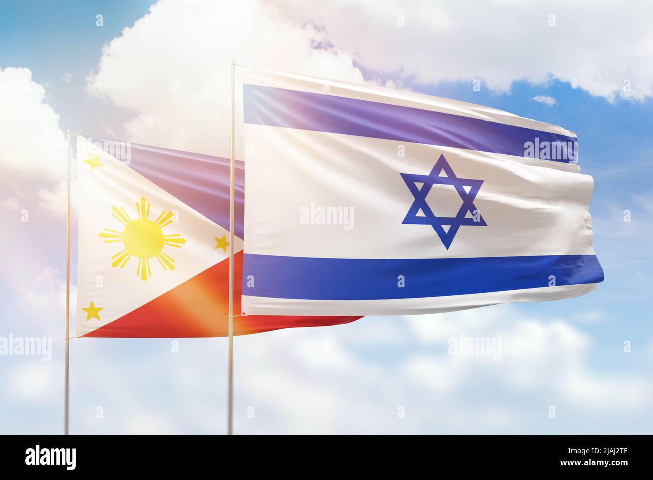 Sunny blue sky and flags of israel and philippines Stock Photo - Alamy