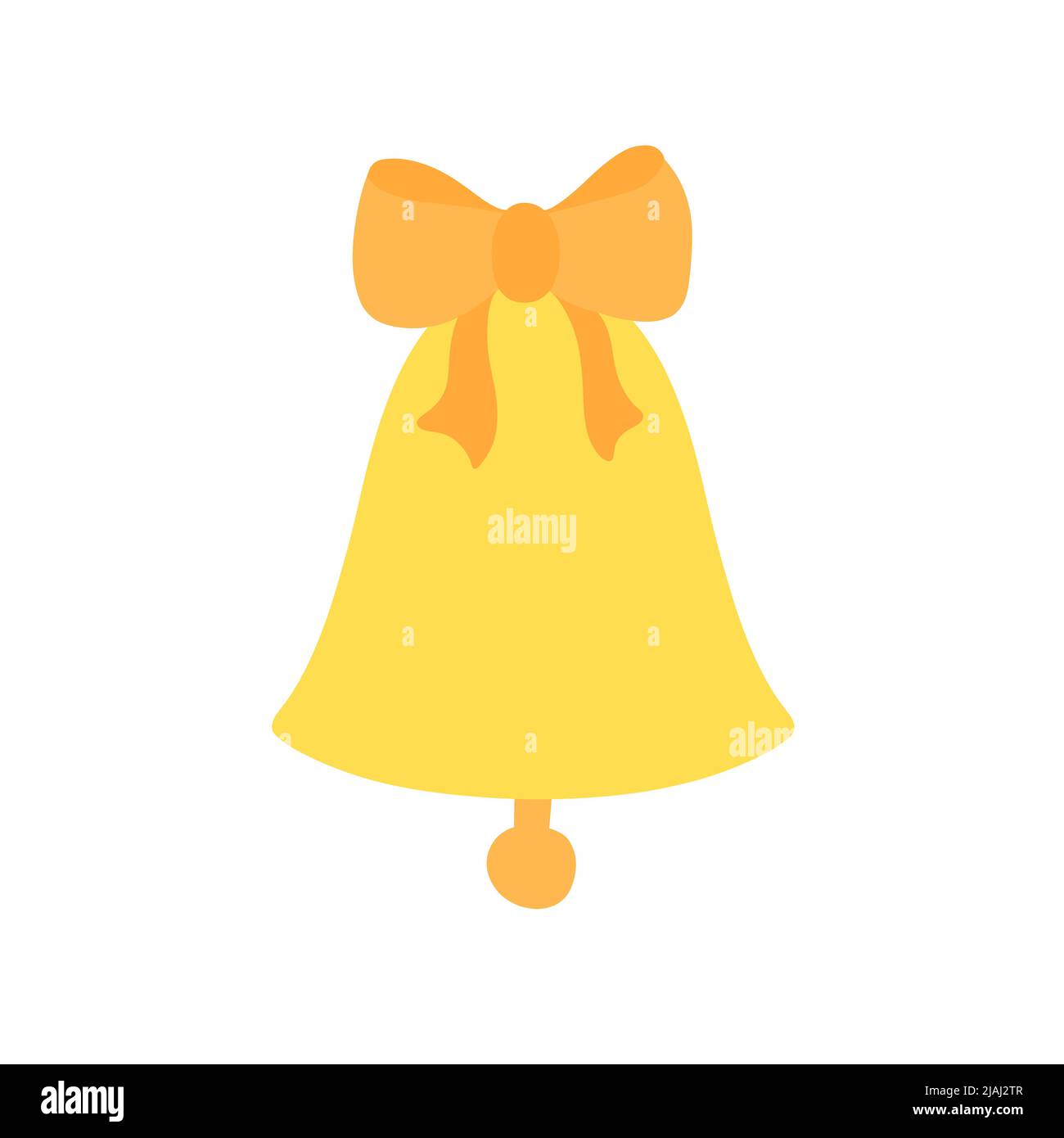 Hand drawn Bell icon with ribbon in flat style. Cartoon bell vector ...