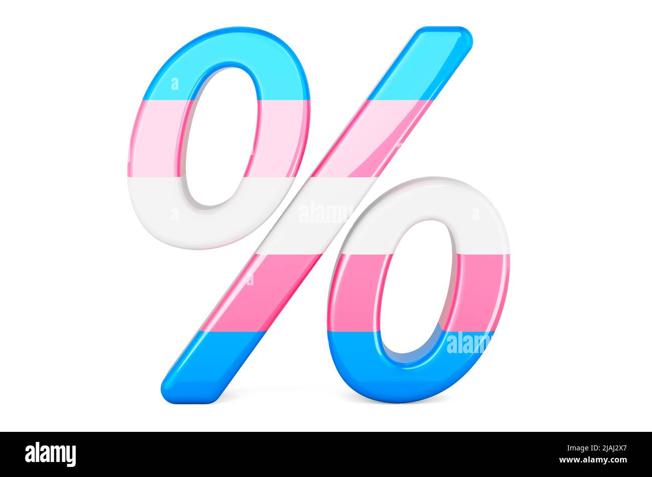 Percent with transgender flag, 3D rendering isolated on white ...