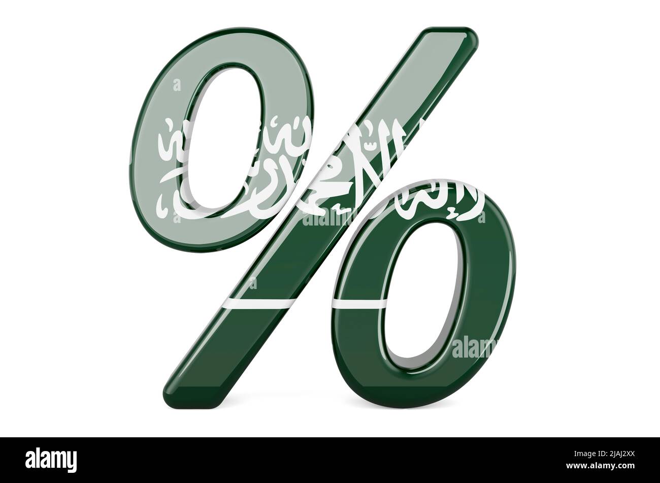 Percent with Saudi Arabian flag, 3D rendering isolated on white ...