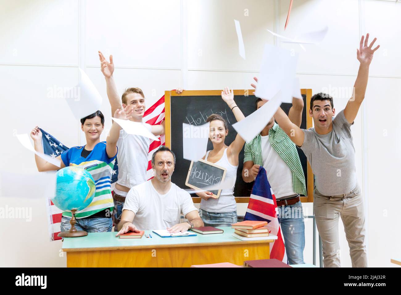 group of students celebrating last day of schools Stock Photo - Alamy