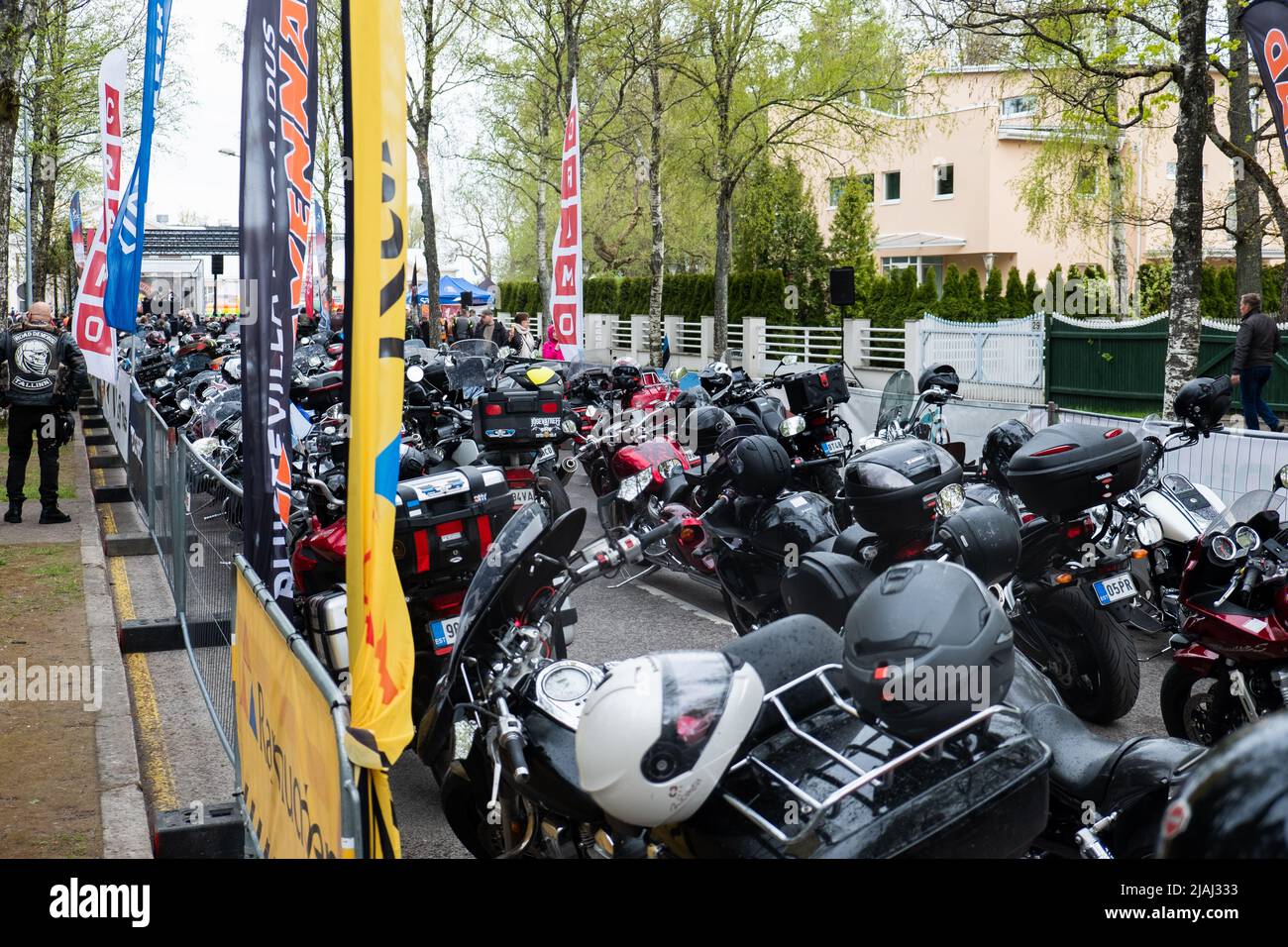 Estonian Motorcycle Season Opening. Motorcyclist gathering parade or ...