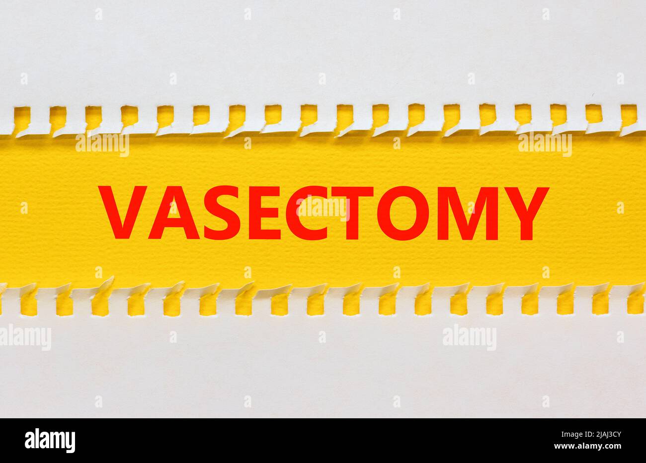 Vasectomy symbol. Concept words Vasectomy on yellow and white paper ...