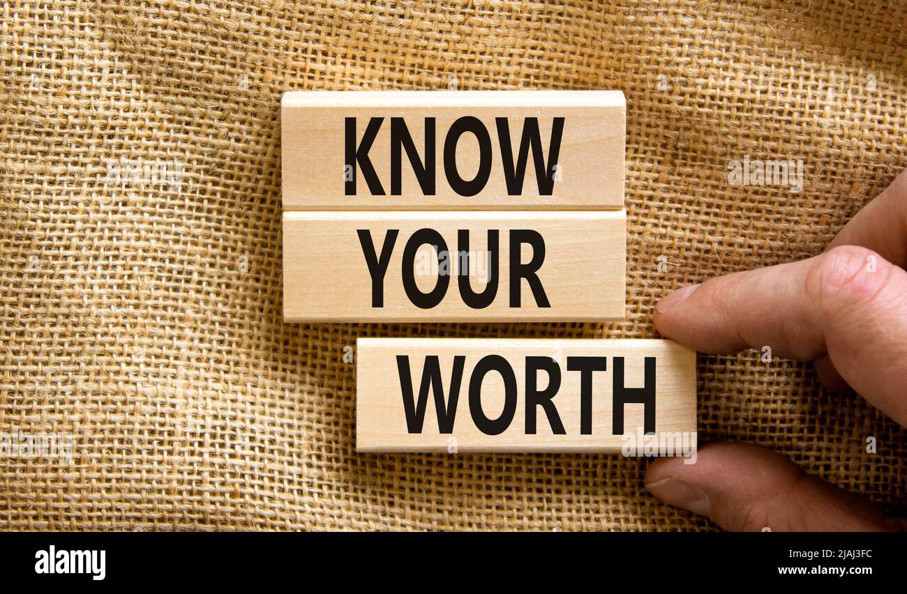 Know your worth symbol. Concept words Know your worth on wooden blocks ...
