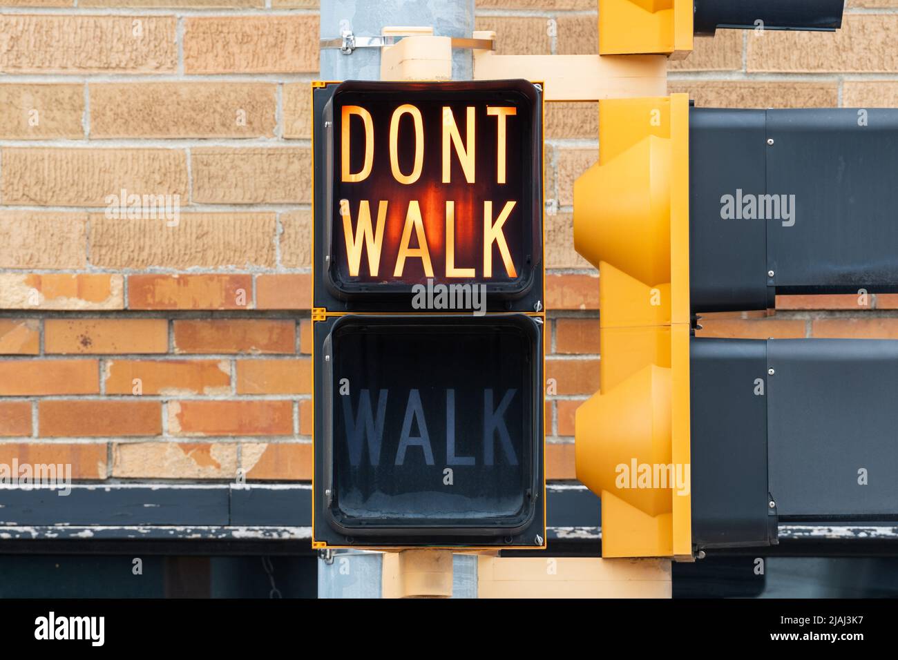 Dont Walk / Walk pedestrian signals in Galena, Kansas, USA. They use ...
