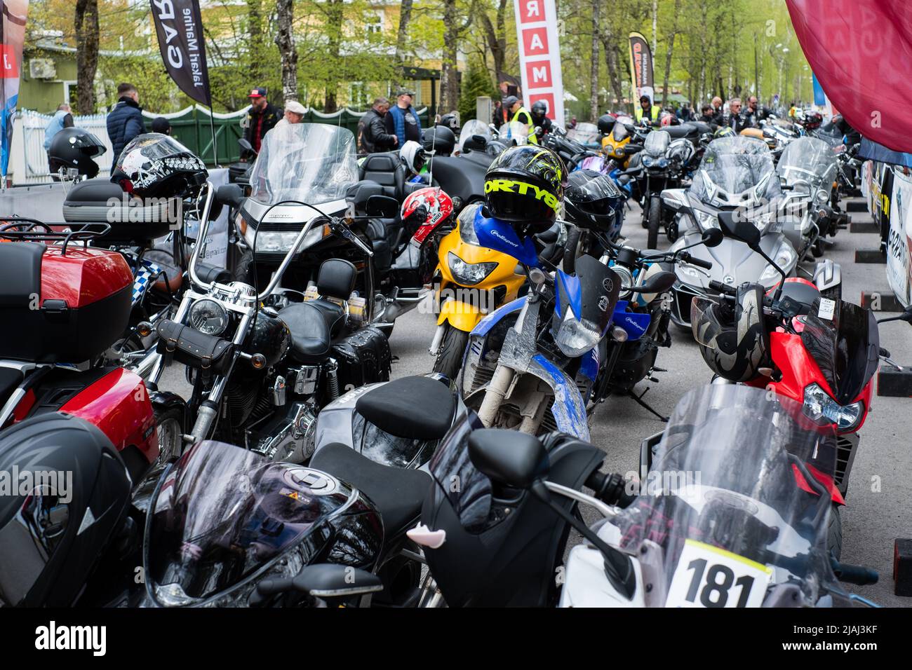 Estonian Motorcycle Season Opening. Motorcyclist gathering parade or ...