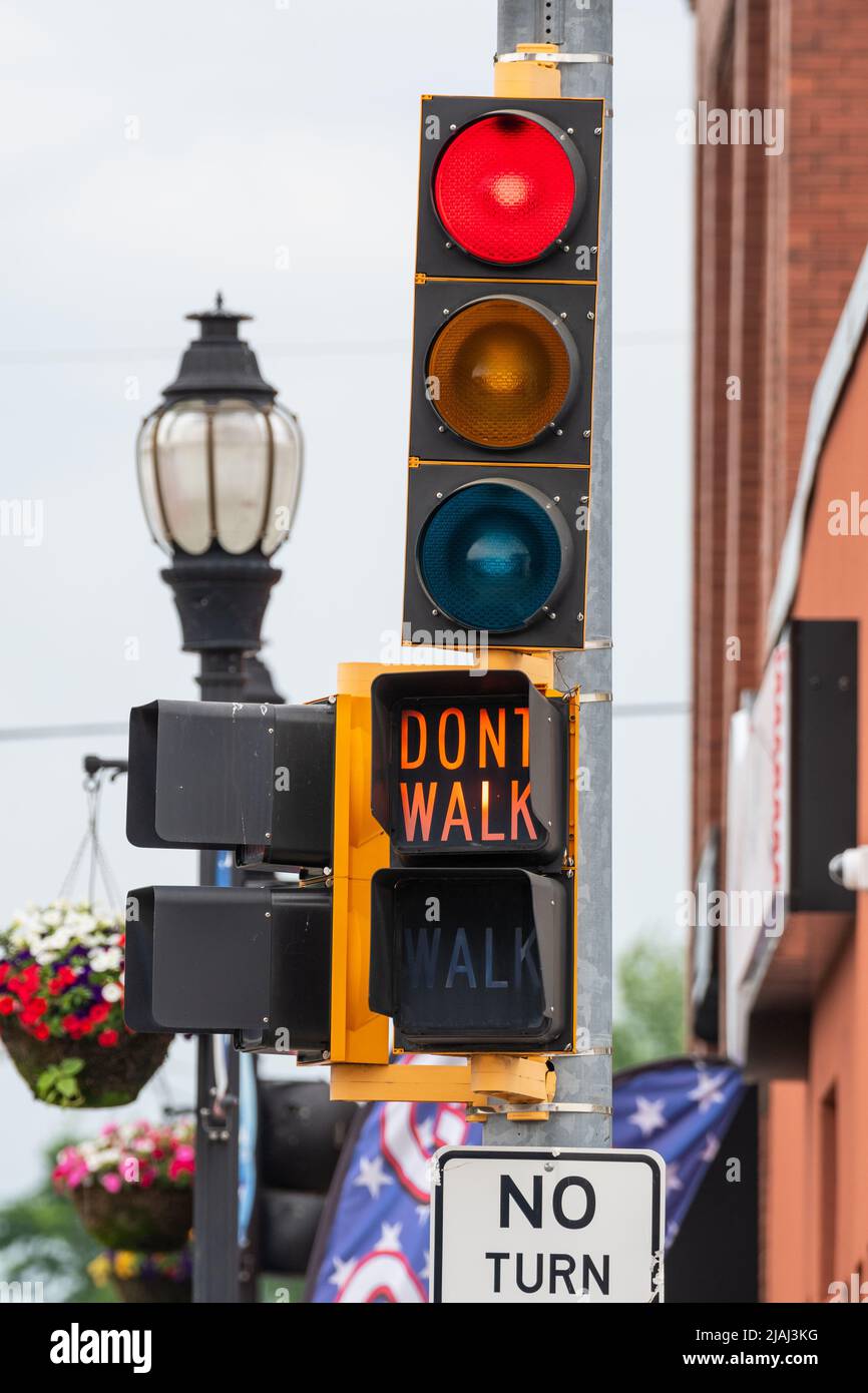 Dont Walk / Walk pedestrian signals in Galena, Kansas, USA. They use ...