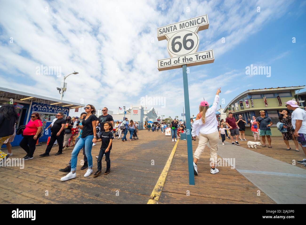 Santa Monica Route 66 End of Trail sign on Santa Monica Pier. Santa ...