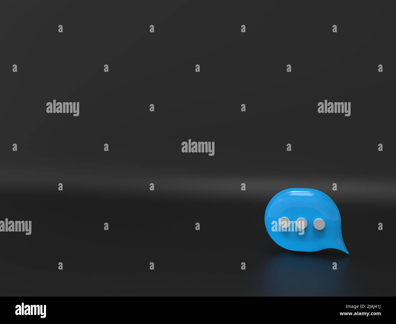 Simple speech blue bubble talk icon on black background. Background ...
