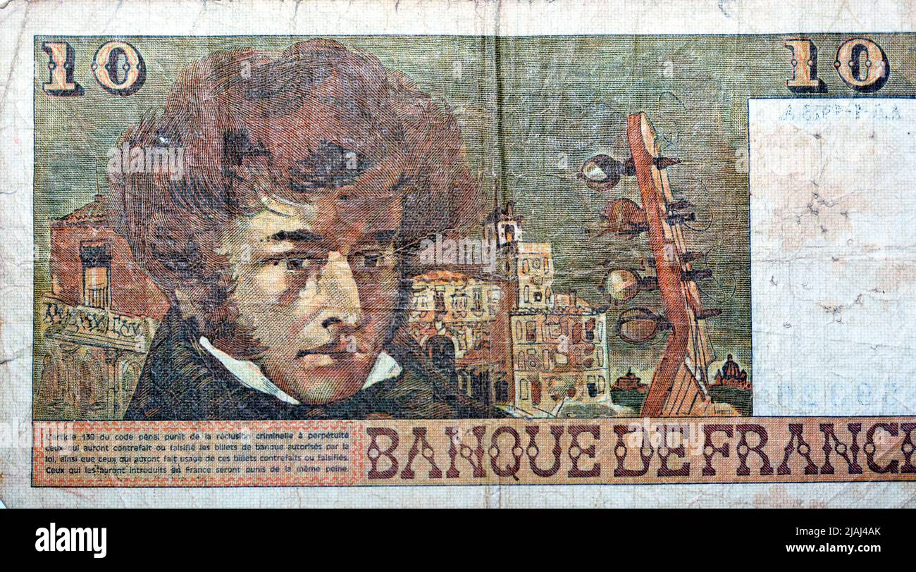 Large fragment of the reverse side of 10 ten French cent francs ...